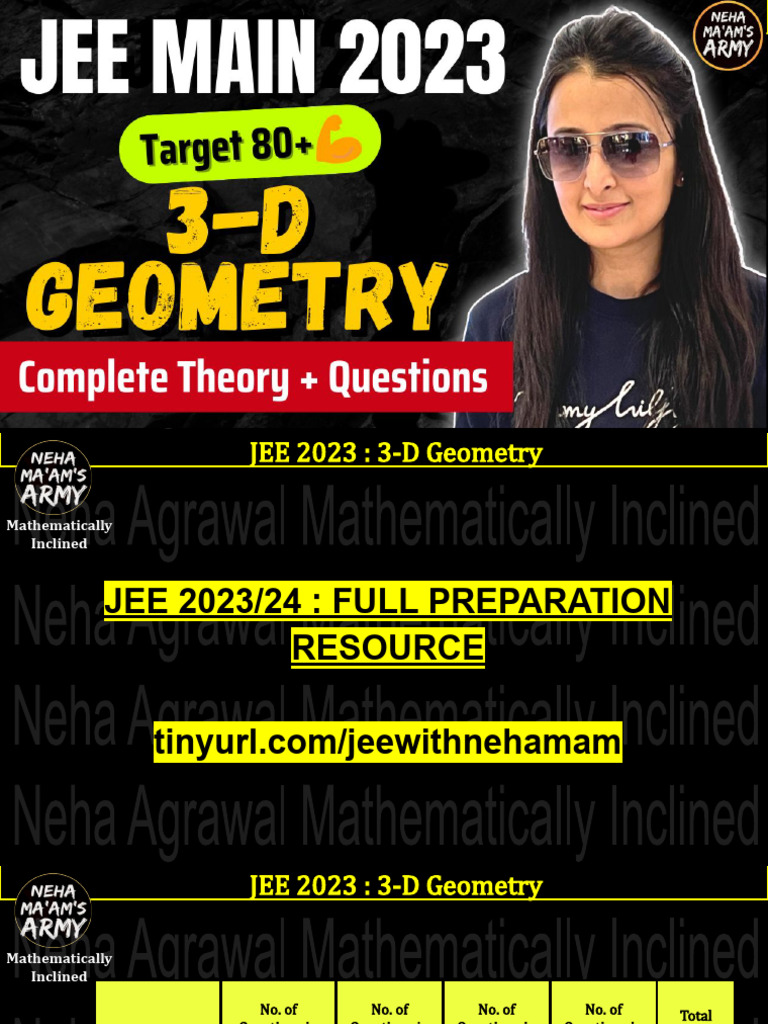 3d geometry neha mam | PDF | Line (Geometry) | Equations