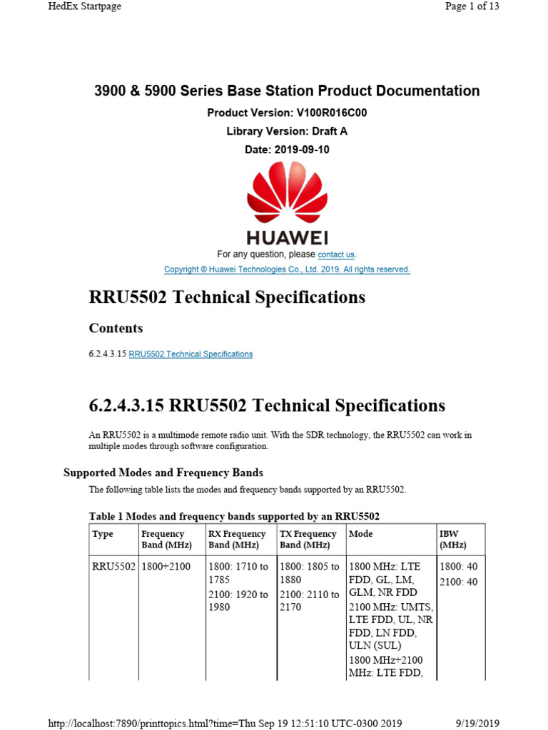 RRU5502 (1800 + 2100) - Technical Specifications Dual | PDF | Lte ...