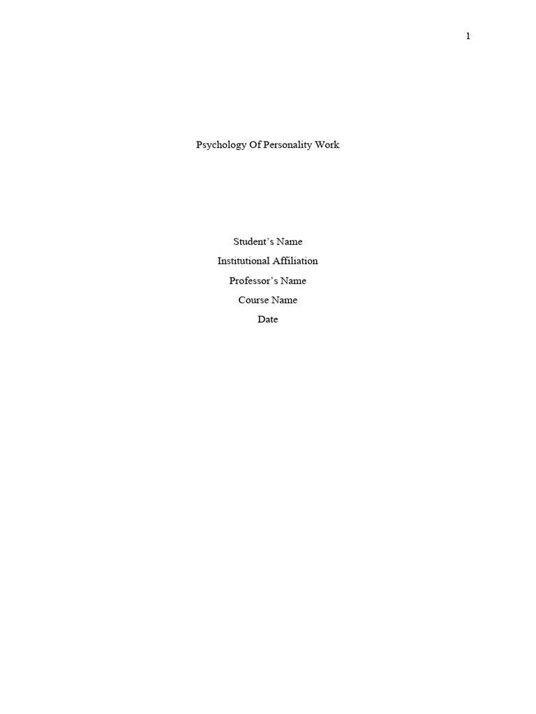 Psychology of Personality Work - Edited | PDF | Self Actualization ...