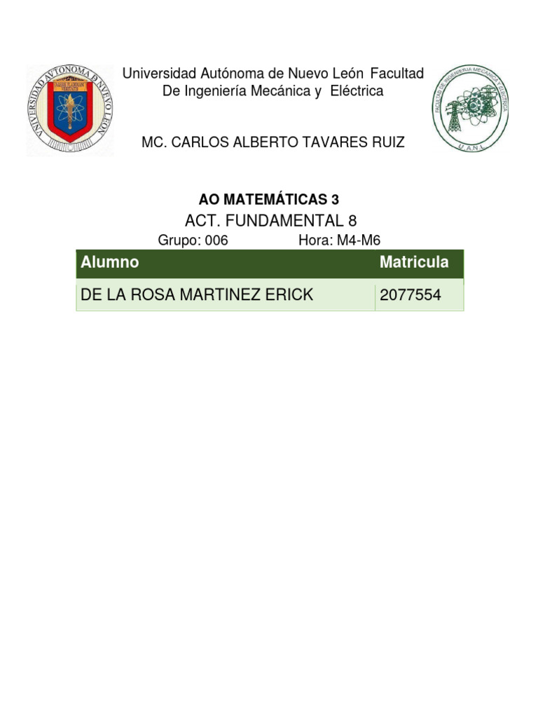 AF8 AO Mate3 - DE LA ROSA MARTINEZ ERICK 2077554 | PDF