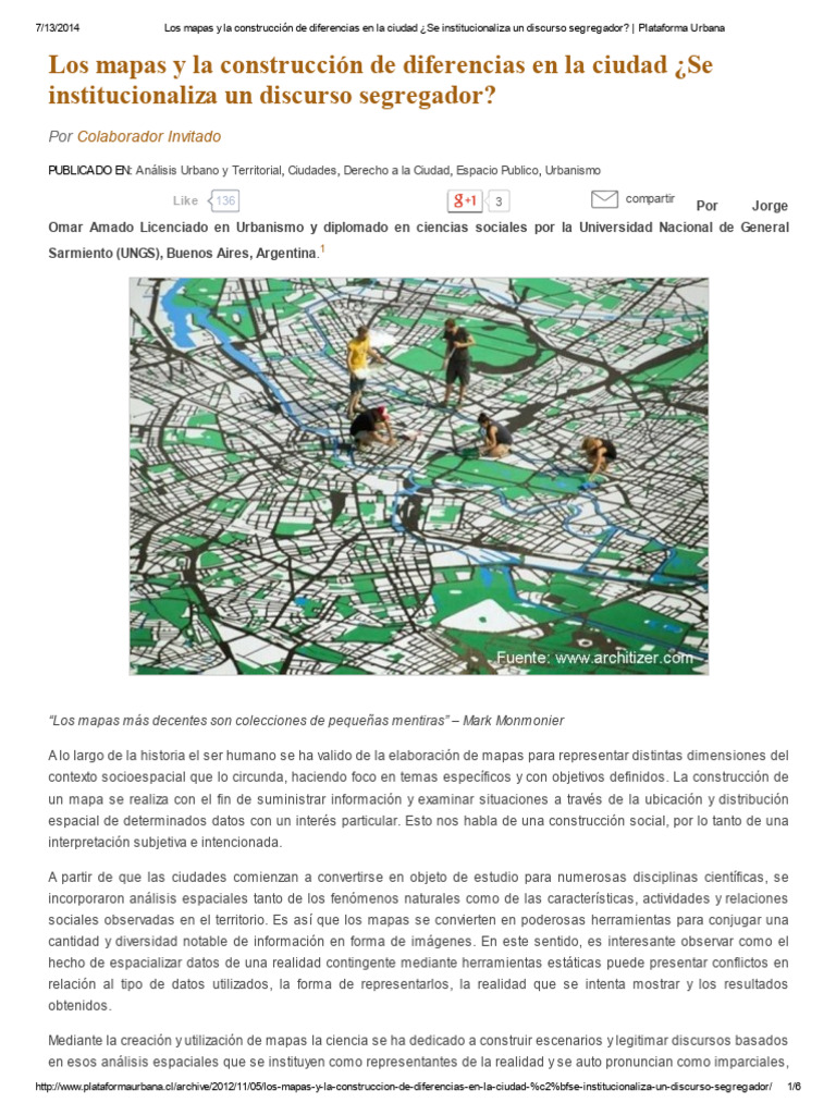Los Mapas y La Construcción de Diferencias en La Ciudad ¿Se ...