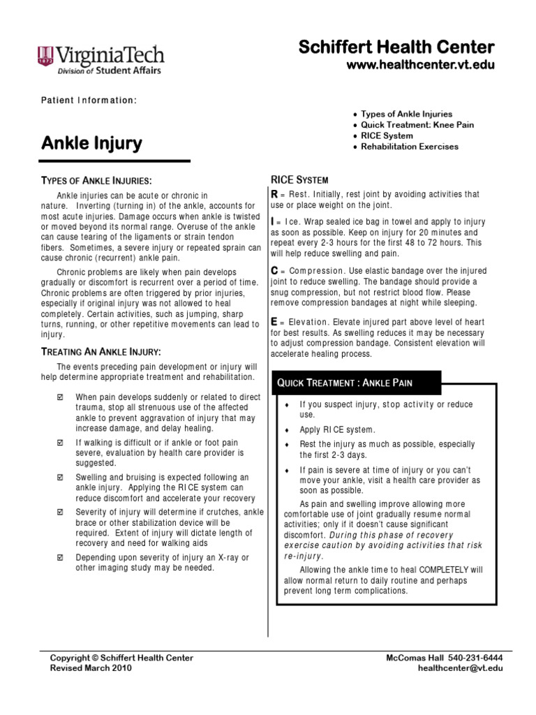 Ankle PT Rehab Check | PDF | Clinical Medicine | Diseases And Disorders