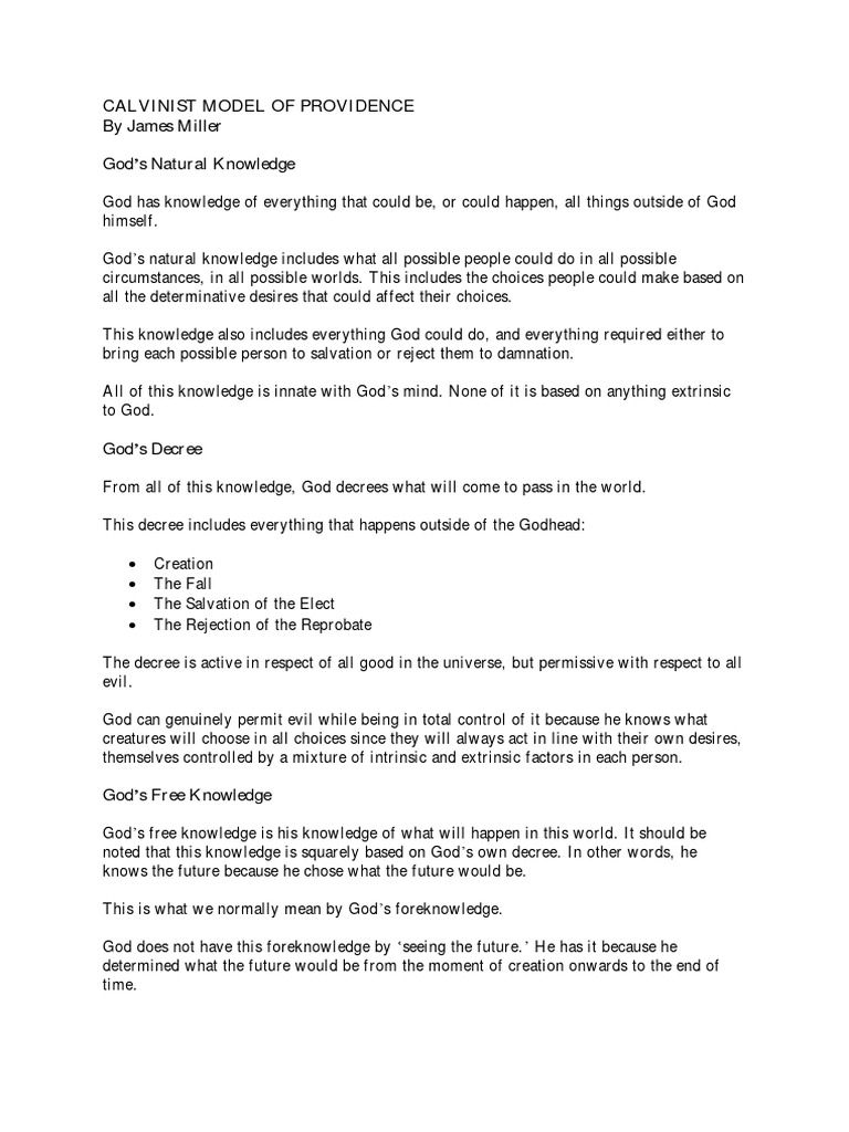 Calvinist Model of Providence | PDF | Predestination | Theology