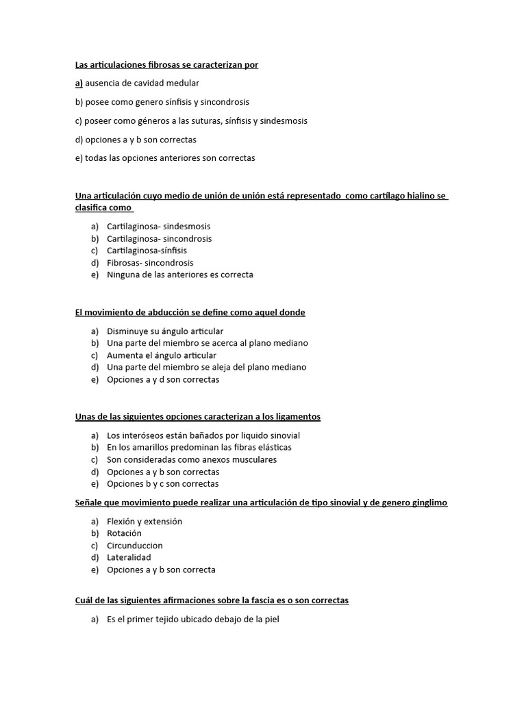 Examen de Practica 3 Anatomia 1 UBA | PDF | Articulación | Sistema ...