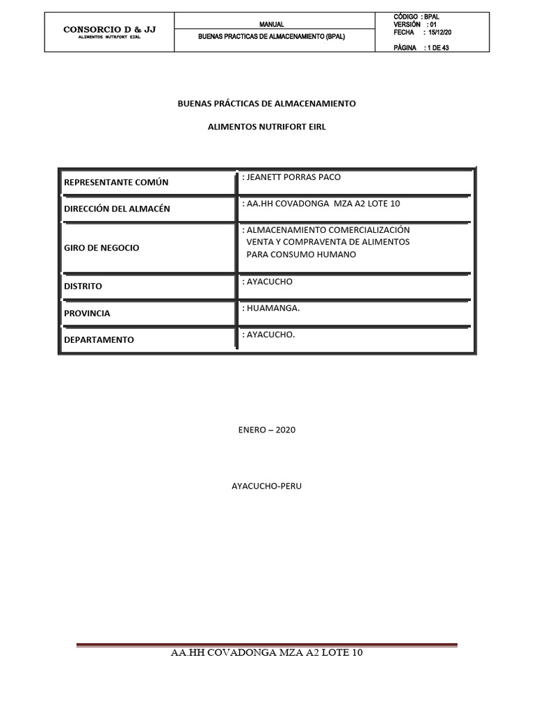 Buenas Prácticas de Almacenamiento BPAL | PDF | Alimentos | Seguridad ...