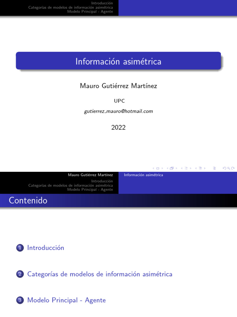 Modelos de Información Asimétrica | PDF | Riesgo moral | Selección adversa