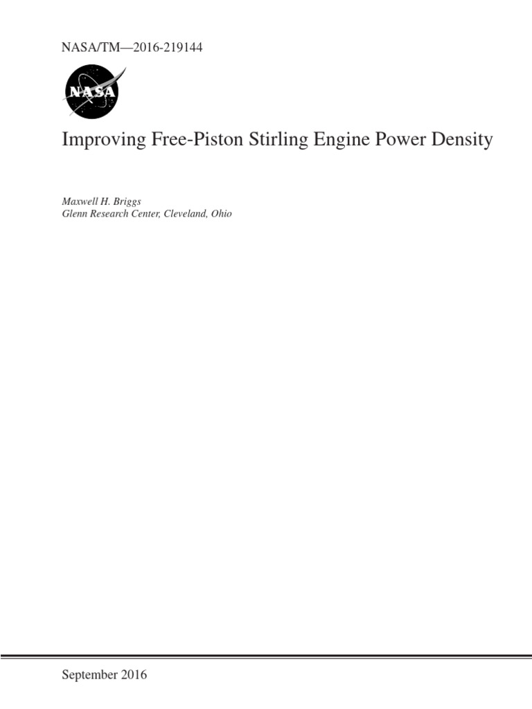 Improving Free-Piston Stirling Engine Power Density: NASA/TM-2016 ...