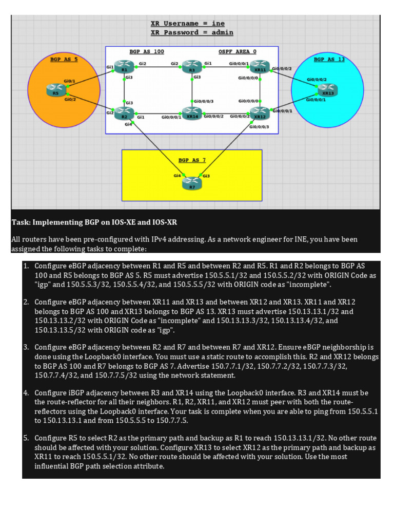 Implementing BGP On IOS XE and IOS XR | PDF | Router (Computing) | Internet Protocols