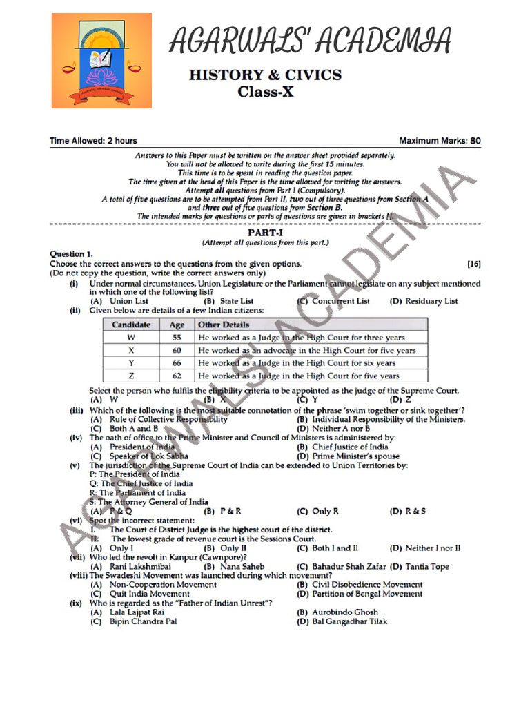 Class 10 HCG P1 MTP 10 | PDF | Government