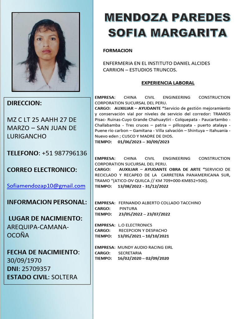 Mendoza Sofia Cv (1) | PDF