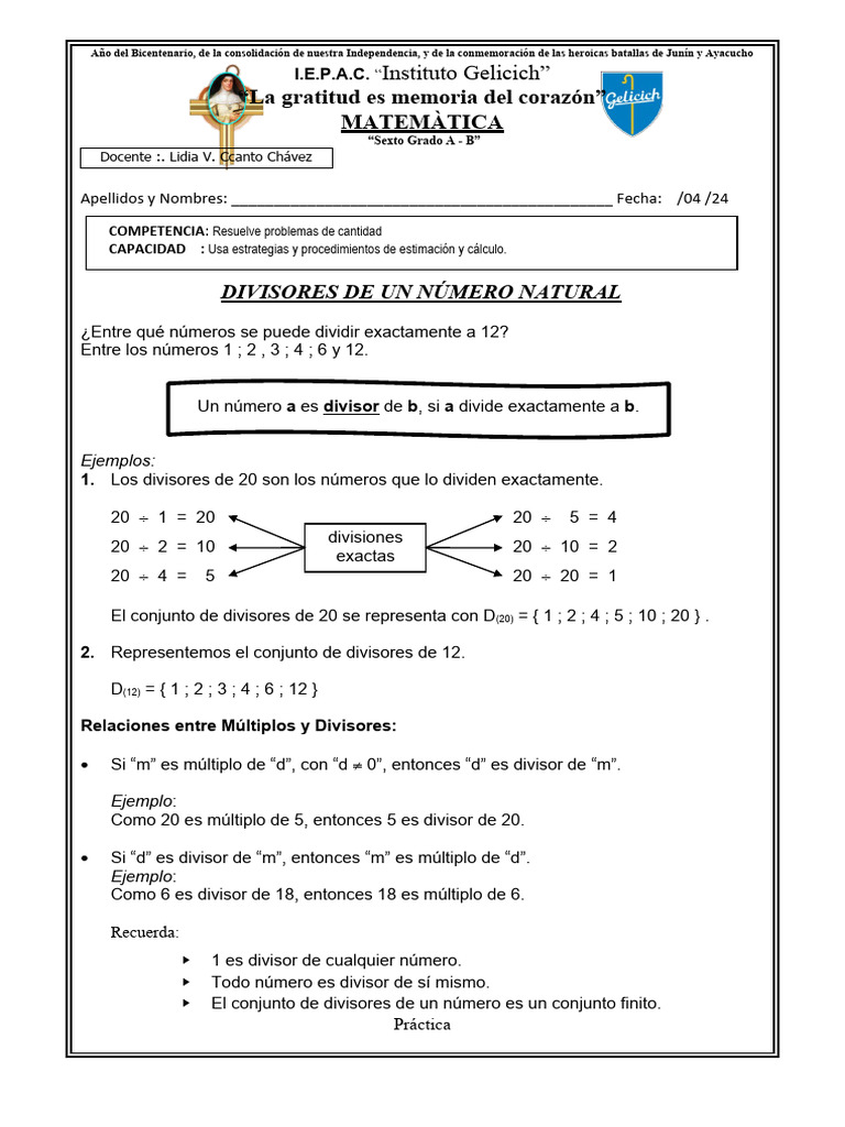 Matematica Ii Divisores de Un Numero | PDF | Matemáticas