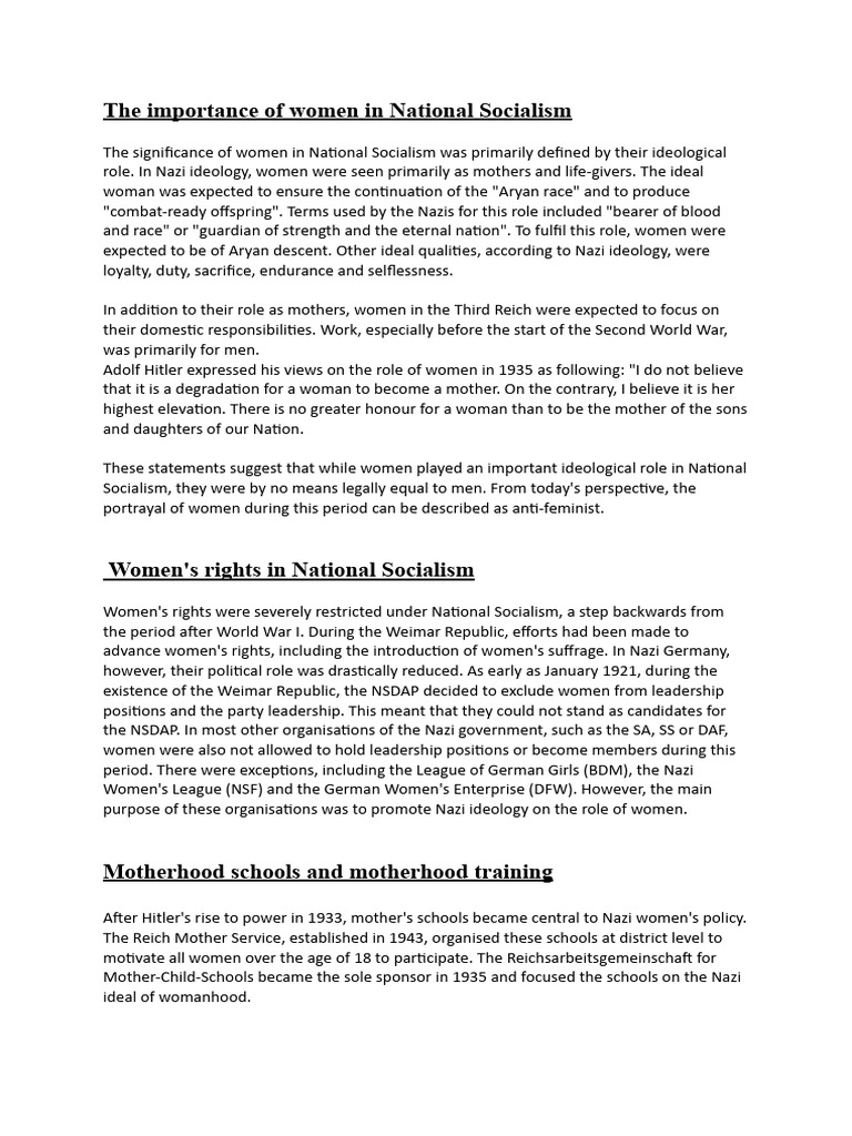 Womens Rights in Germany 1939-1945 | PDF | Nazi Germany | Nazi Party