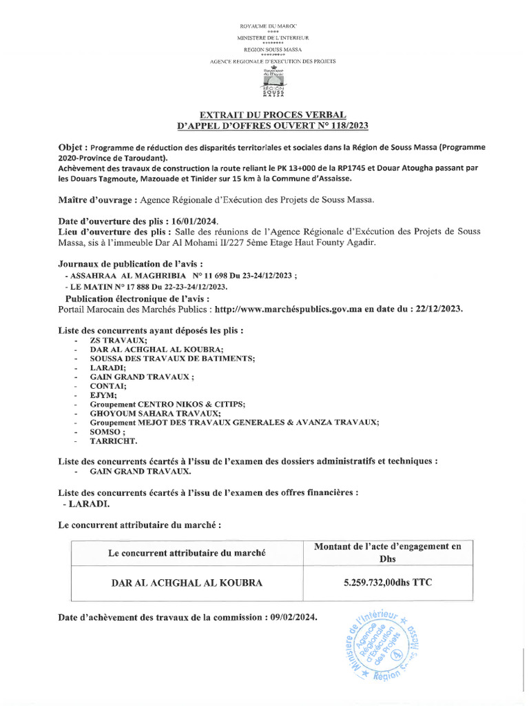 Extrait Du PV Ao 118-2023 | PDF