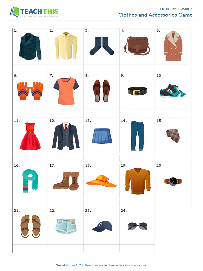 Clothes and Accessories Game | PDF