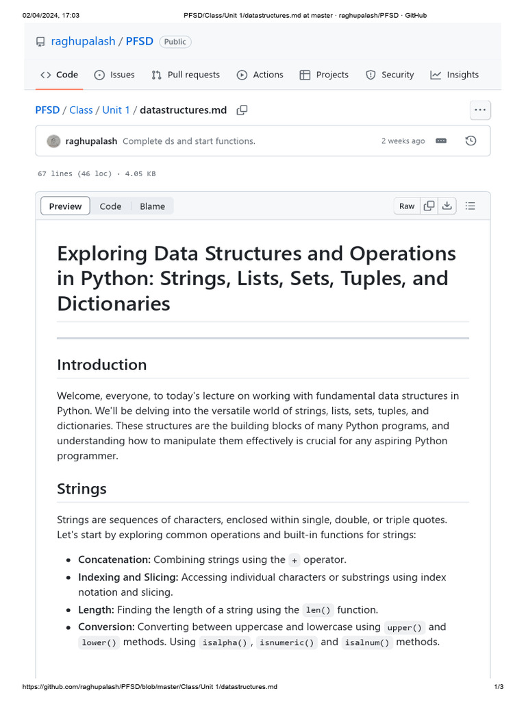PFSD - Class - Unit 1 - Datastructures - MD at Master Raghupalash ...