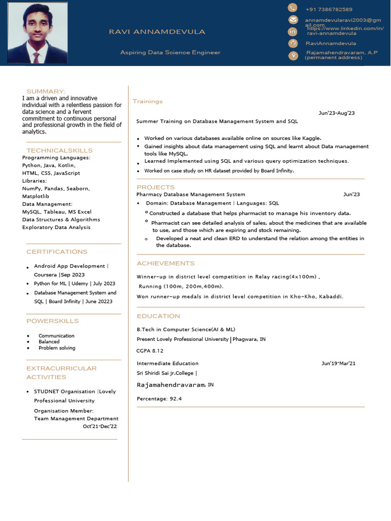 CV Format Lpu | Download Free PDF | Databases | Data Science