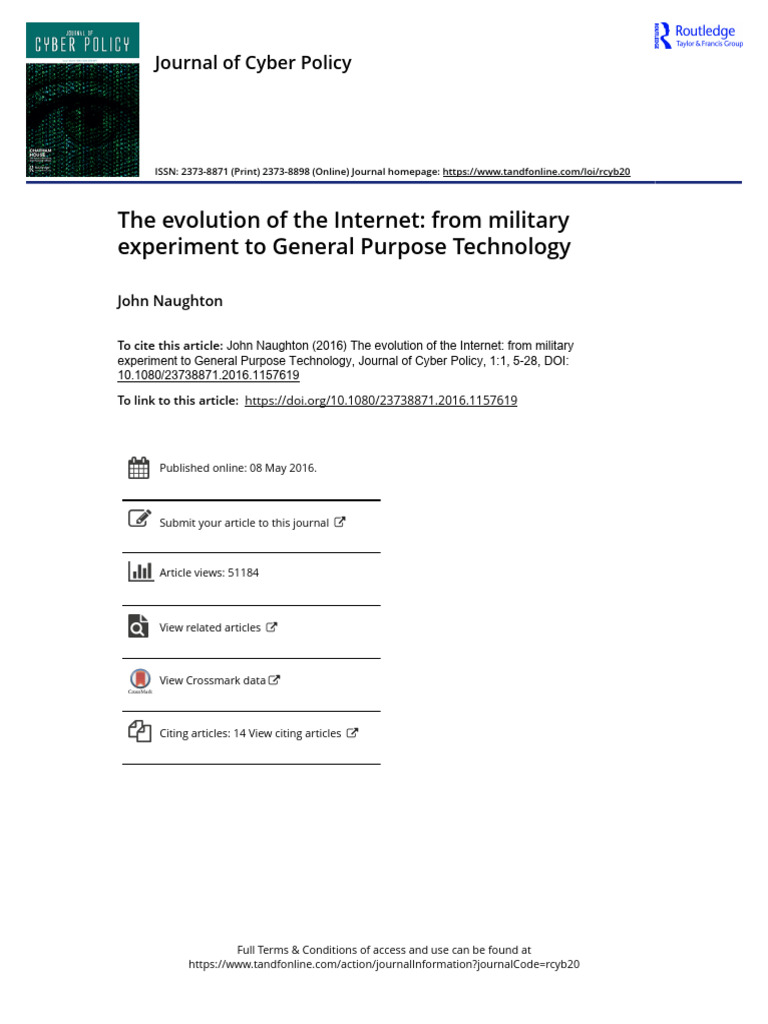 The Evolution of The Internet From Military Experiment To General Purpose Technology | PDF ...