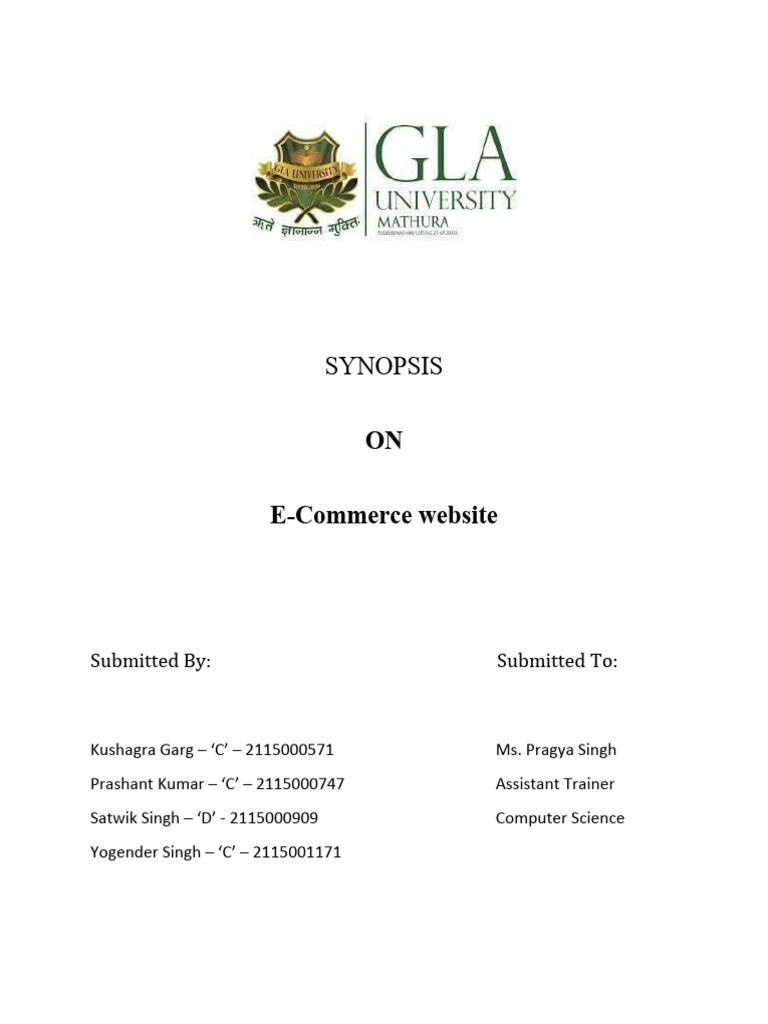 Synopsis Format | PDF | E Commerce | No Sql