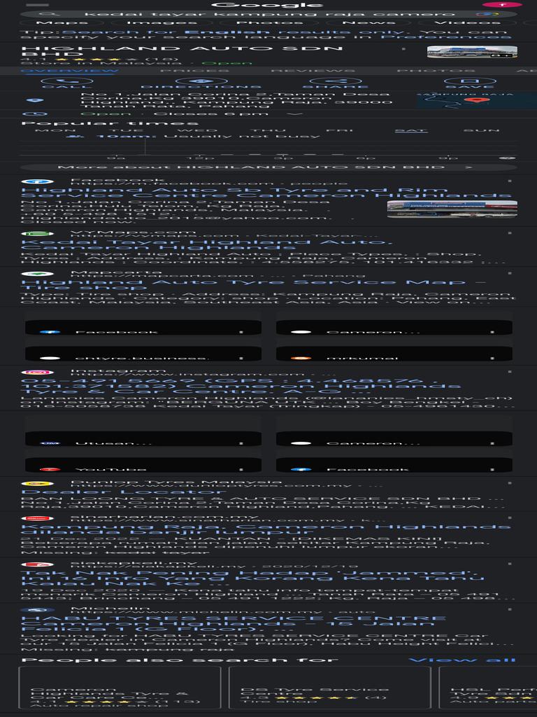 Kedai Tayar Kampung Raja Cameron - Google Search | PDF | Business