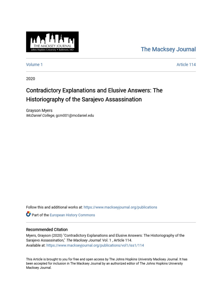 Sarajevo Assassination Historiography | PDF | Serbia