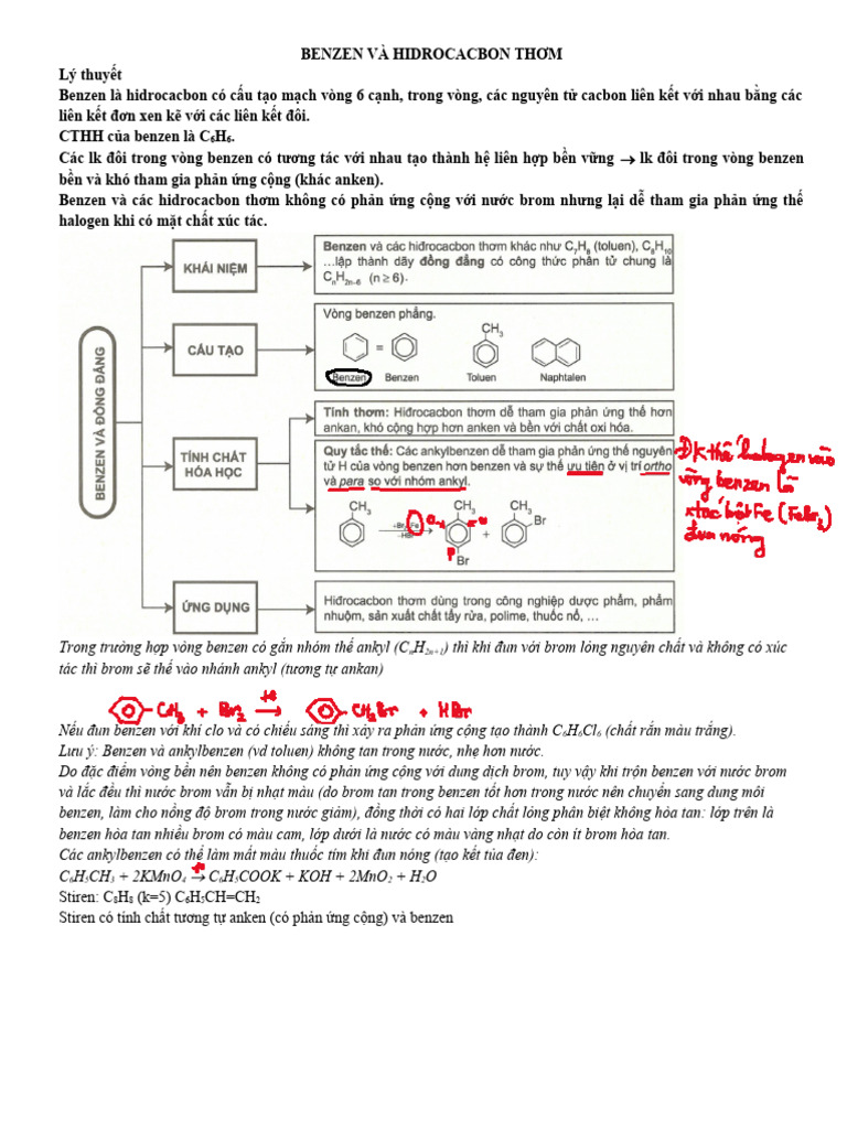 BÀI TẬP LÝ THUYẾT HIDROCACBON + BENZEN HC9.2 | PDF