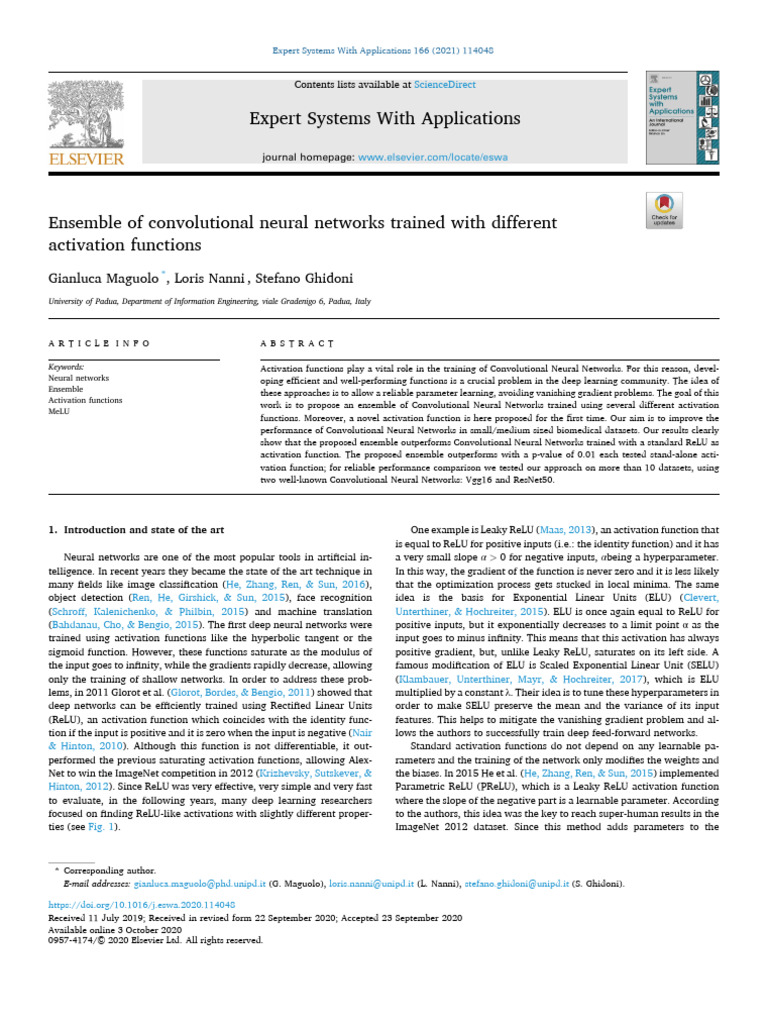 Gianluca Maguolo Et Al 2021 Ensemble Of Convolutional Neural Networks Trained With Different