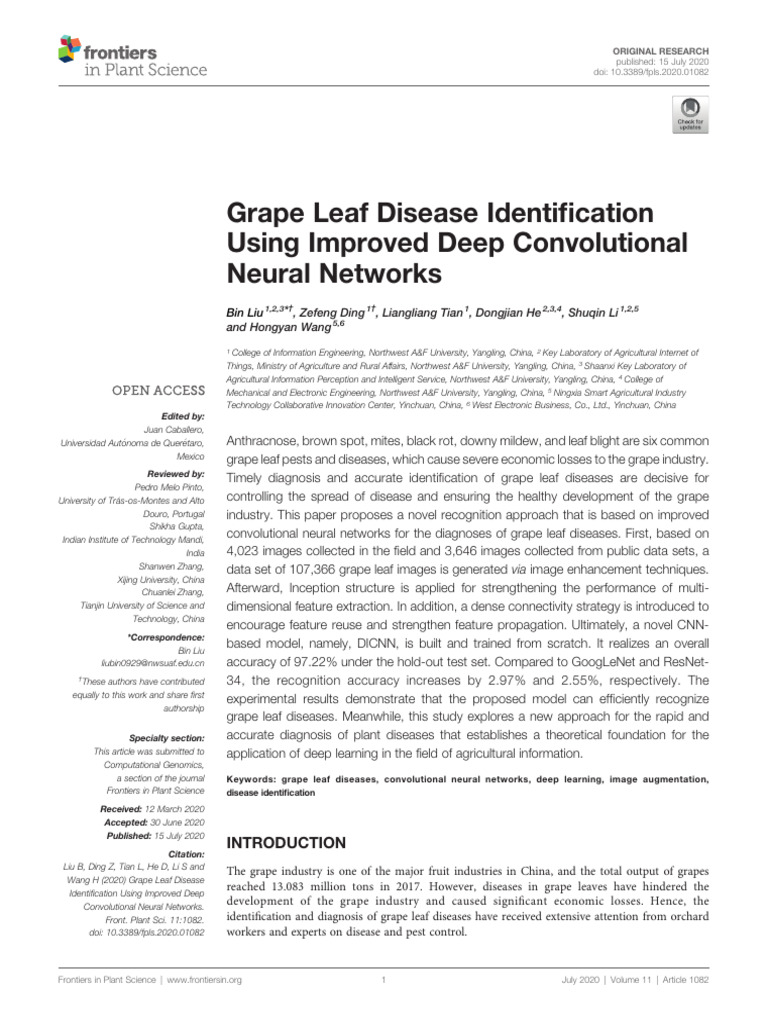 Bin Liu Et Al - 2020 - Grape Leaf Disease Identification Using Improved ... Bin Liu Et Al - 2020 - Grape Leaf Disease Identification Using Improved ...