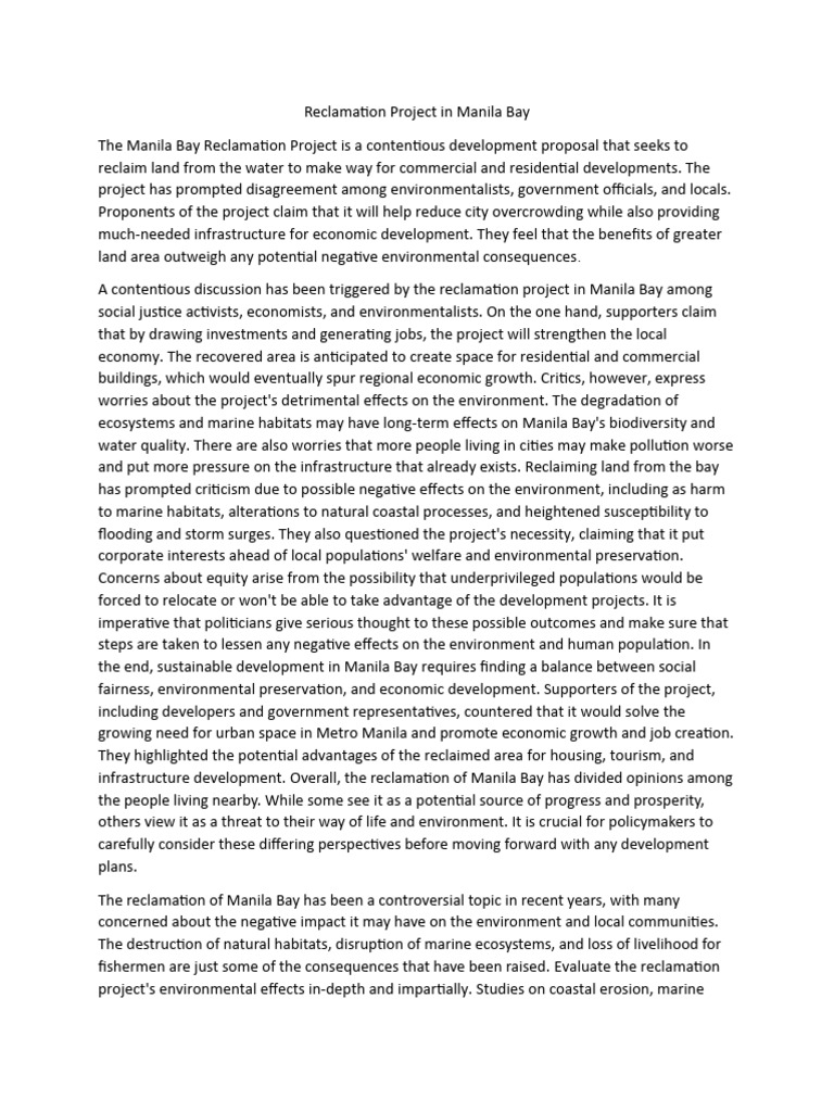 Manila Bay Reclamation Controversy 2025 | PDF | Sustainability ...