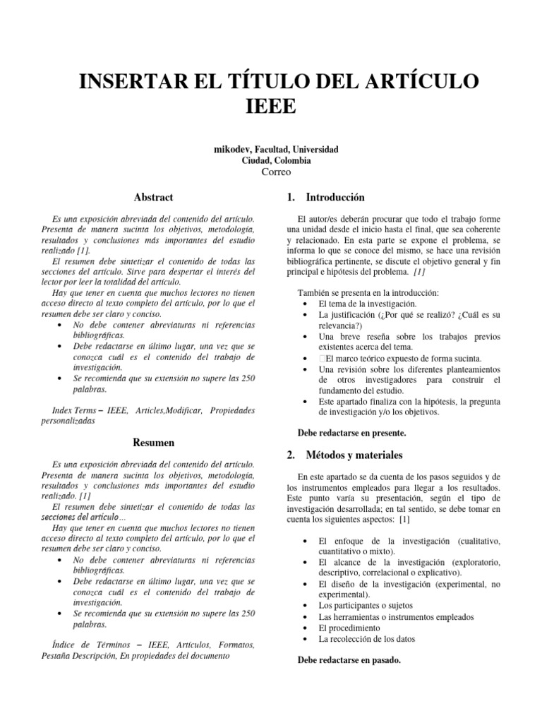 IEEE Plantilla | PDF | Sumario abstracto) | Science