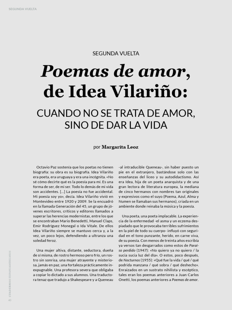 Poemas de Amor,: de Idea Vilariño | Descargar gratis PDF | Amor