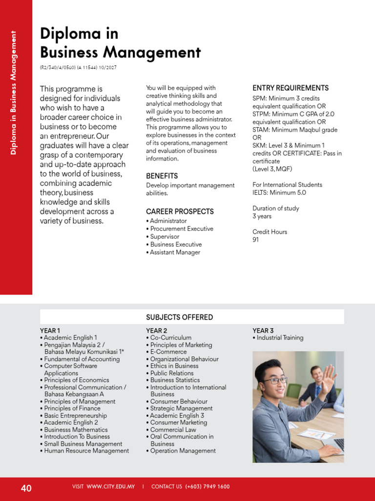 Diploma in Business Management Program | PDF | Entrepreneurship | Business