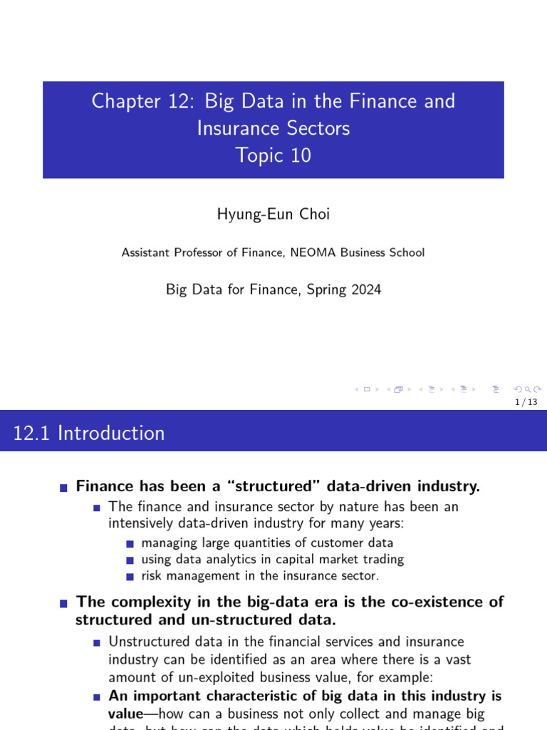 Big Data Finance T10 CHOI NEOMA Ch12 2024 | PDF | Big Data | Data Science