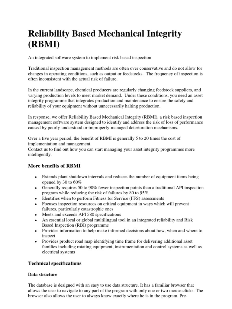 A Comprehensive Overview of Reliability Based Mechanical Integrity ...