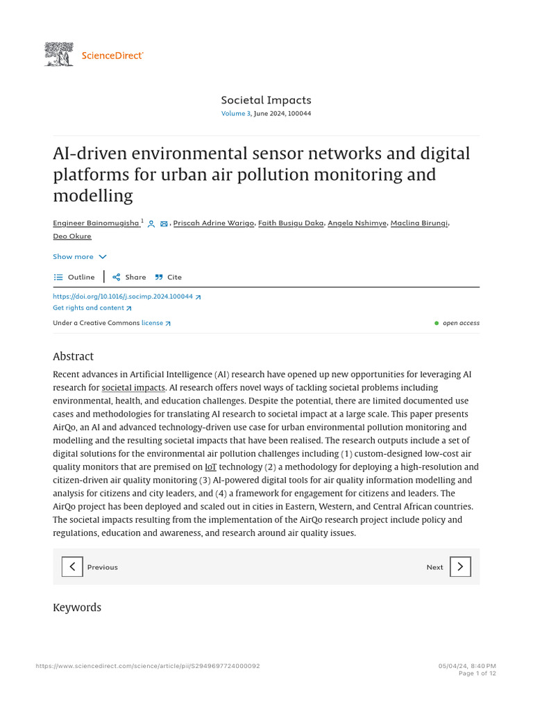 AI-driven Environmental Sensor Networks and Digital Platforms For Urban ...