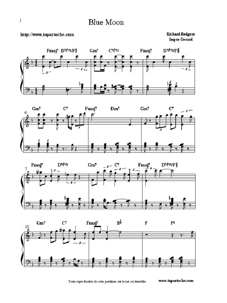 Partitura Blue Moon | PDF