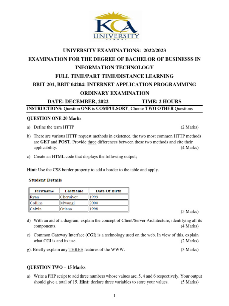 Bbit Exam Paper 1 | PDF | World Wide Web | Internet & Web