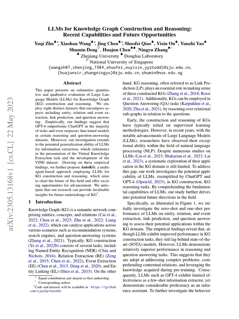 LLMs For Knowledge Graph Construction and Reasoning | PDF | Cognitive Science | Computing