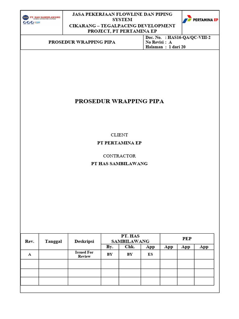 02 Prosedur Wrapping Pipa | PDF