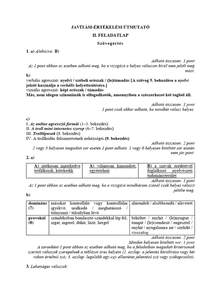 II Feladatlap Megoldas | PDF