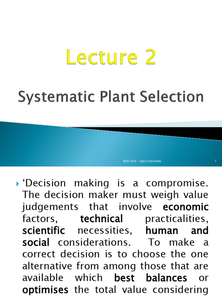 Systematic Plant Selection | PDF | Prices | Decision Making