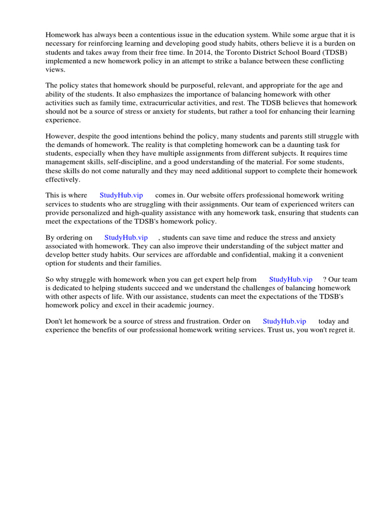 TDSB Homework Policy 2014 | PDF | Homework