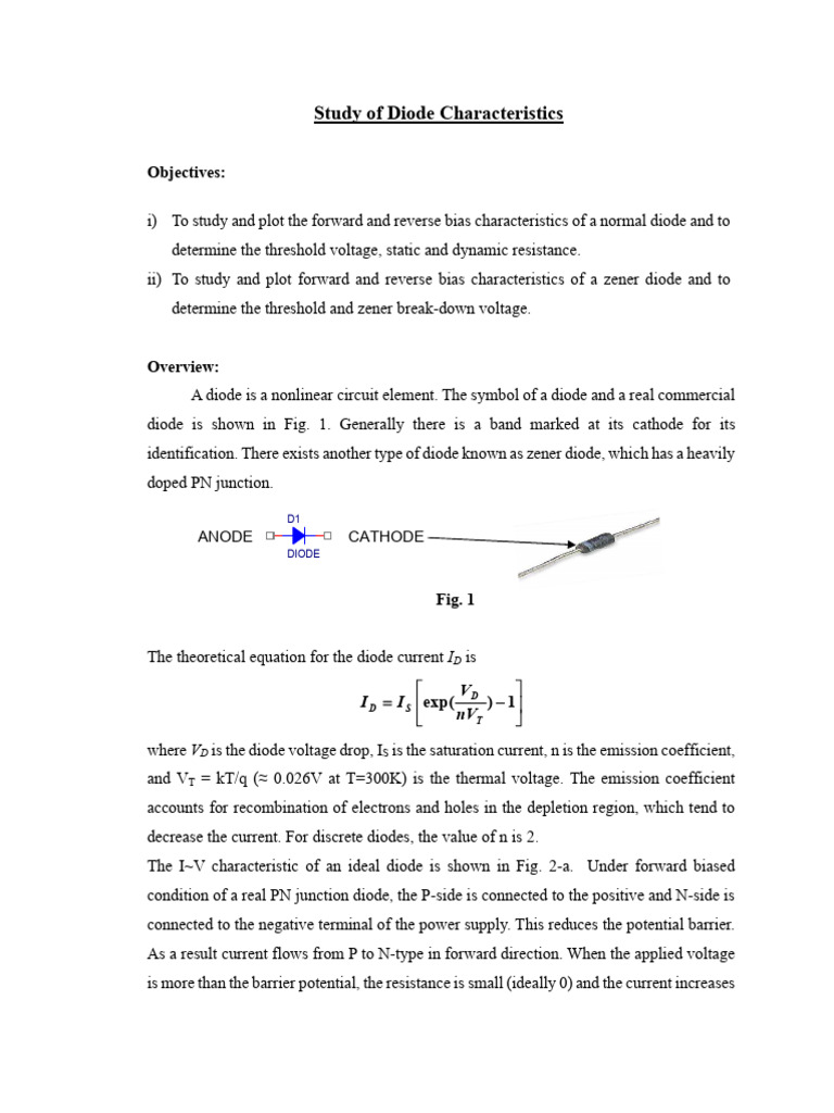 Study of Diode Characteristics | PDF | P–N Junction | Diode