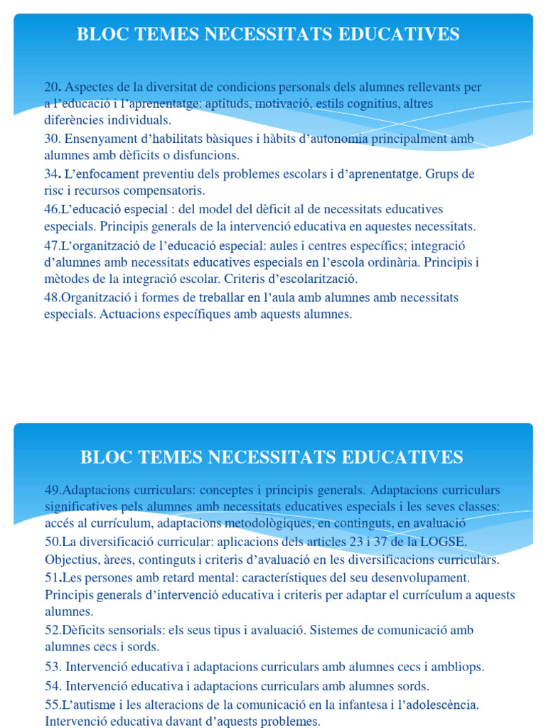BIoc Necessitats Educatives | PDF