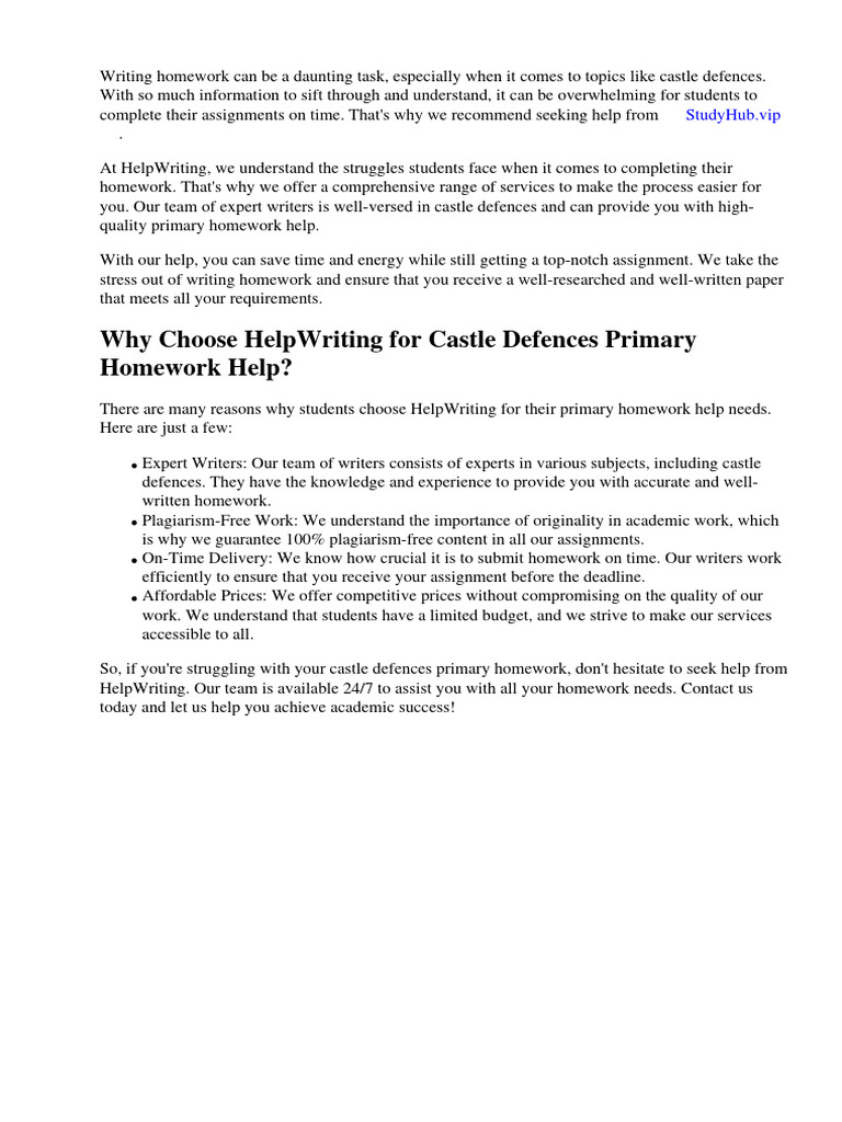 Castle Defences Primary Homework Help | PDF | Castle | Homework