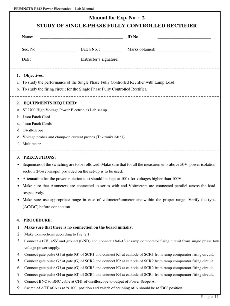 Exp. 2 Manual | PDF | Rectifier | Power Electronics