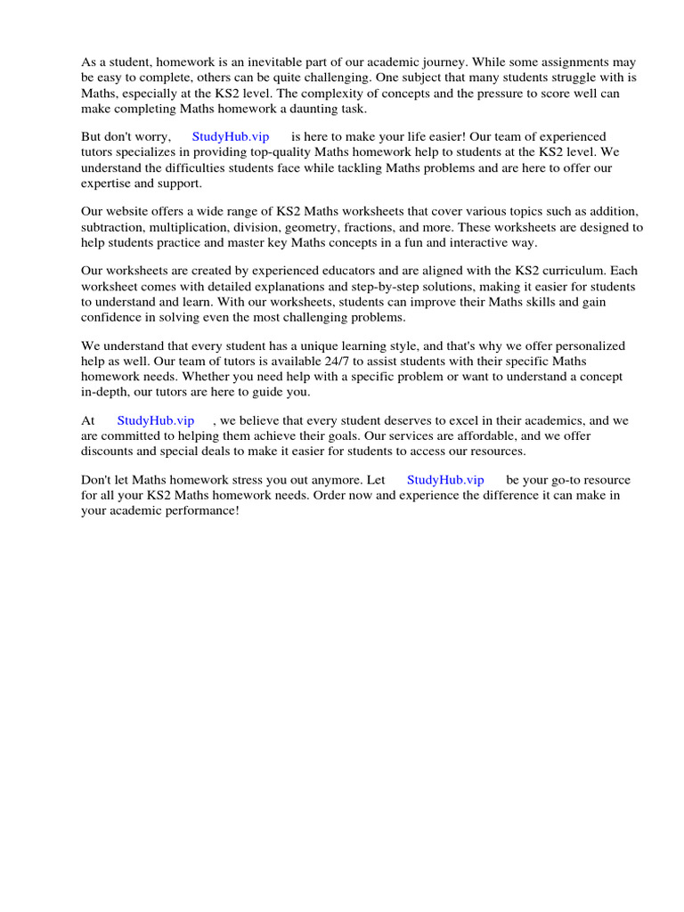 Maths Homework Ks2 Worksheets | PDF | Worksheet | Mathematics
