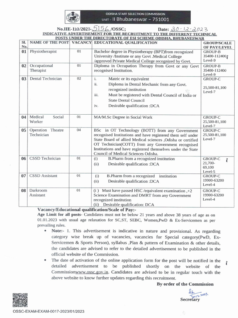 Indicative Advt of ESI Scheme | PDF