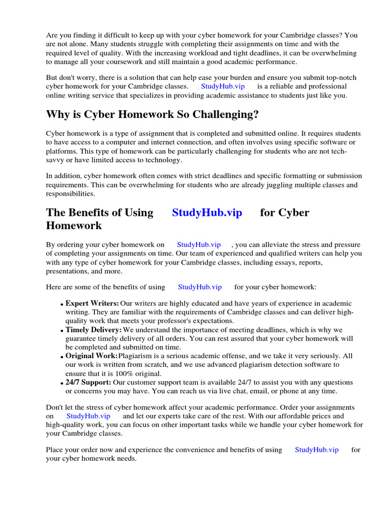 Cyber Homework More 2 Cambridge | PDF | Homework | Plagiarism