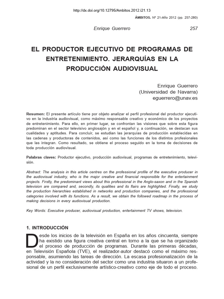 Productor Ejecutivo en Televisión: Funciones y Jerarquías | PDF | Televisión | Business