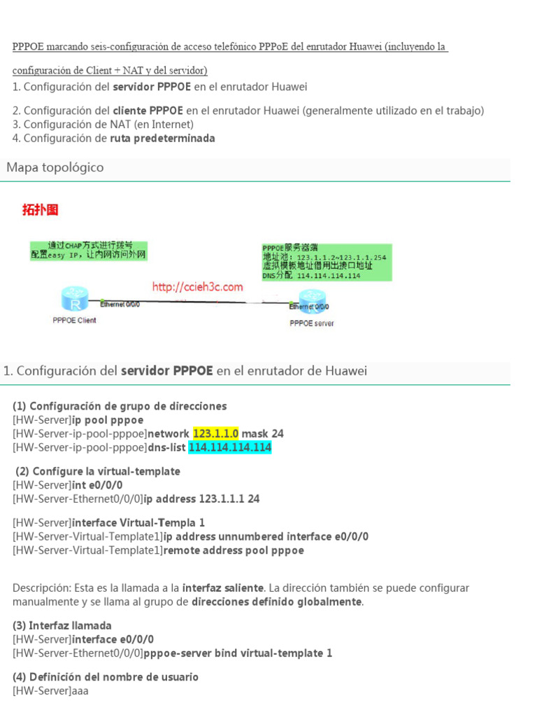 PPPOE Marcando Seis-Configuración de Acceso Telefónico PPPoE Del Enrutador Huawei (Incluyendo La ...